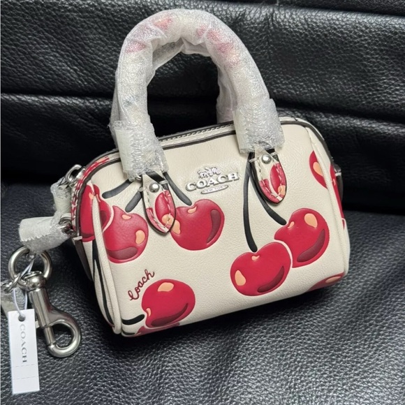 Coach | Accessories | Coach Mini Rowan Bag Charm With Cherry Print ...